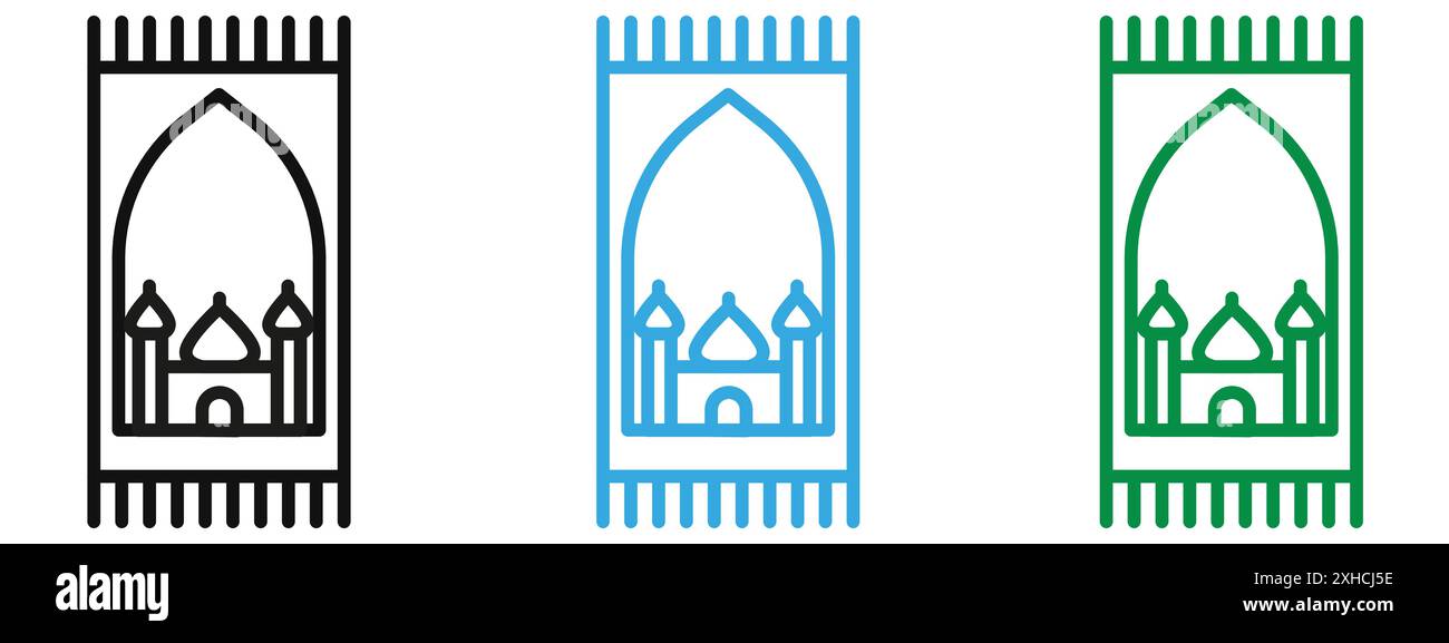 Prayer rug icon Vector symbol or sign set collection in black and white ...