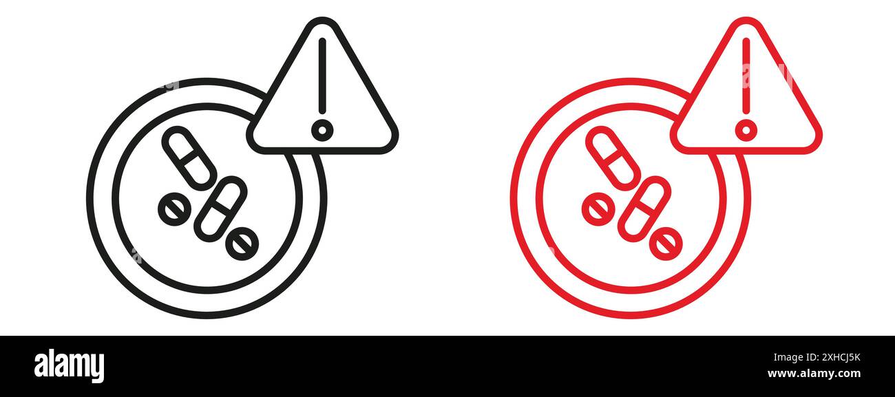 Overdose icon Vector symbol or sign set collection in black and white ...