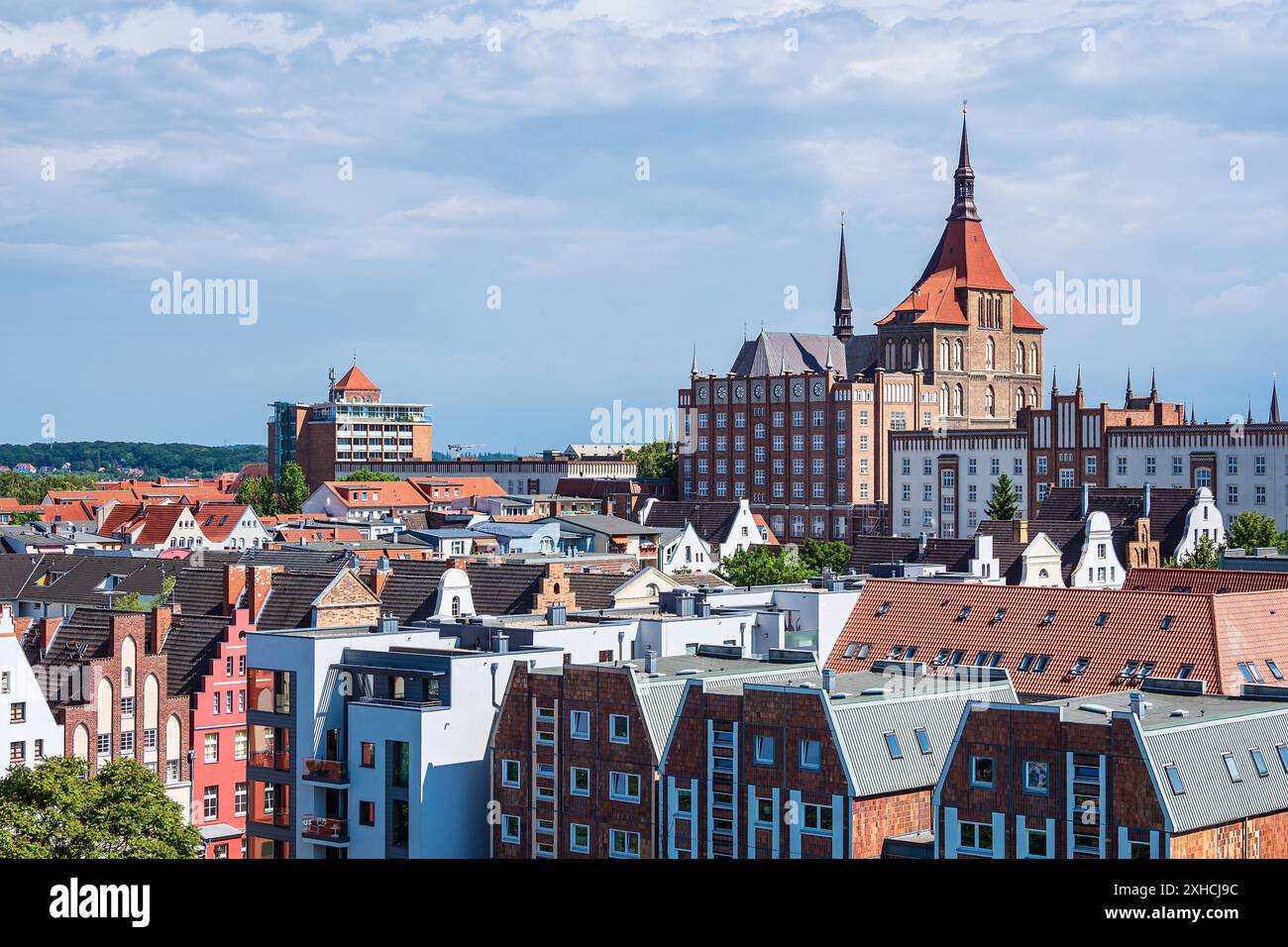 View of historic buildings in the Hanseatic city of Rostock Stock Photo ...