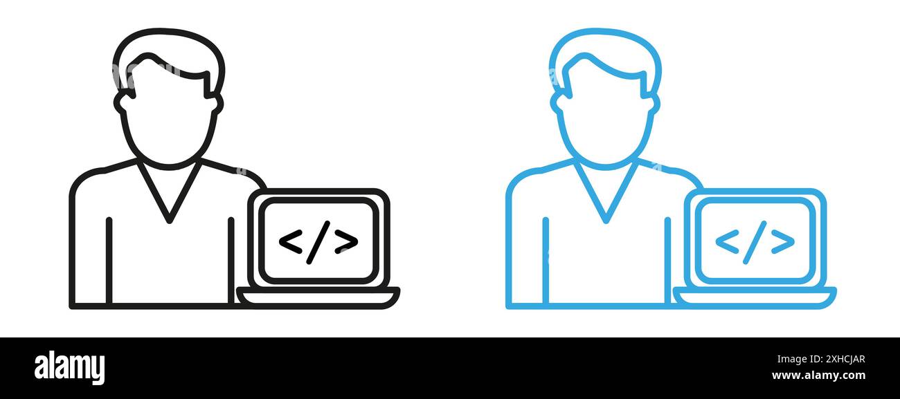 Programmer icon Vector symbol or sign set collection in black and white ... Programmer icon Vector symbol or sign set collection in black and white ...