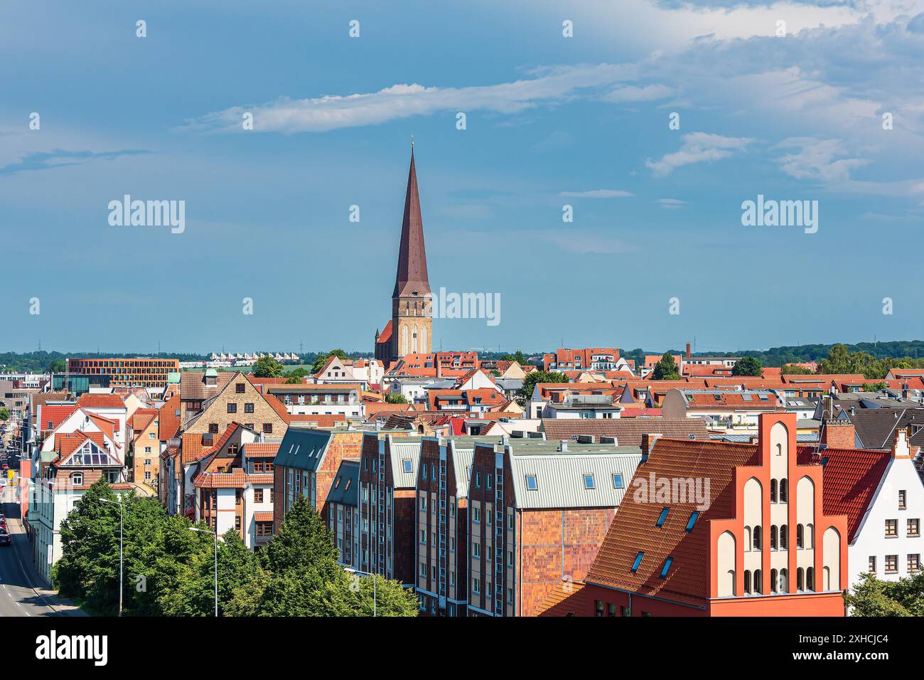 View of historic buildings in the Hanseatic city of Rostock Stock Photo ...