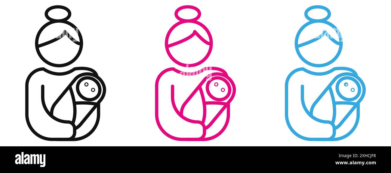 Postnatal care icon Vector symbol or sign set collection in black and ...