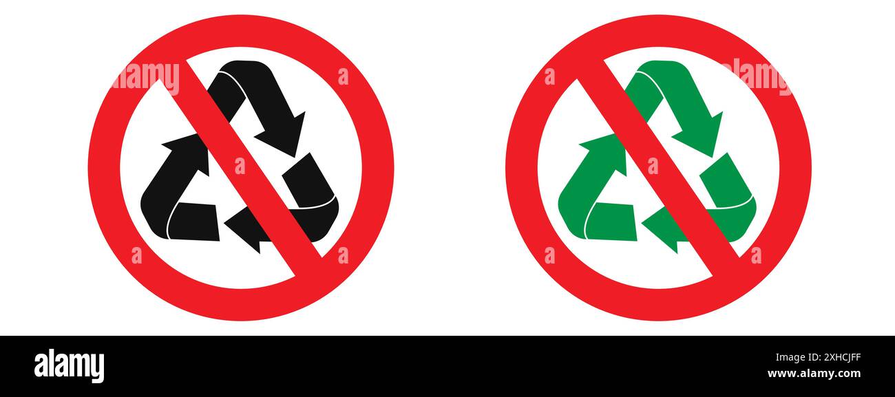 Recycle prohibition sign Vector symbol or sign set collection in black ...