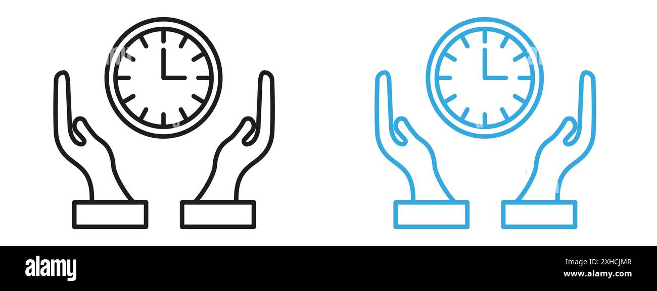Save time icon Vector symbol or sign set collection in black and white ...