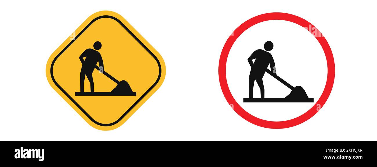 Road construction sign Vector symbol or sign set collection in black ...