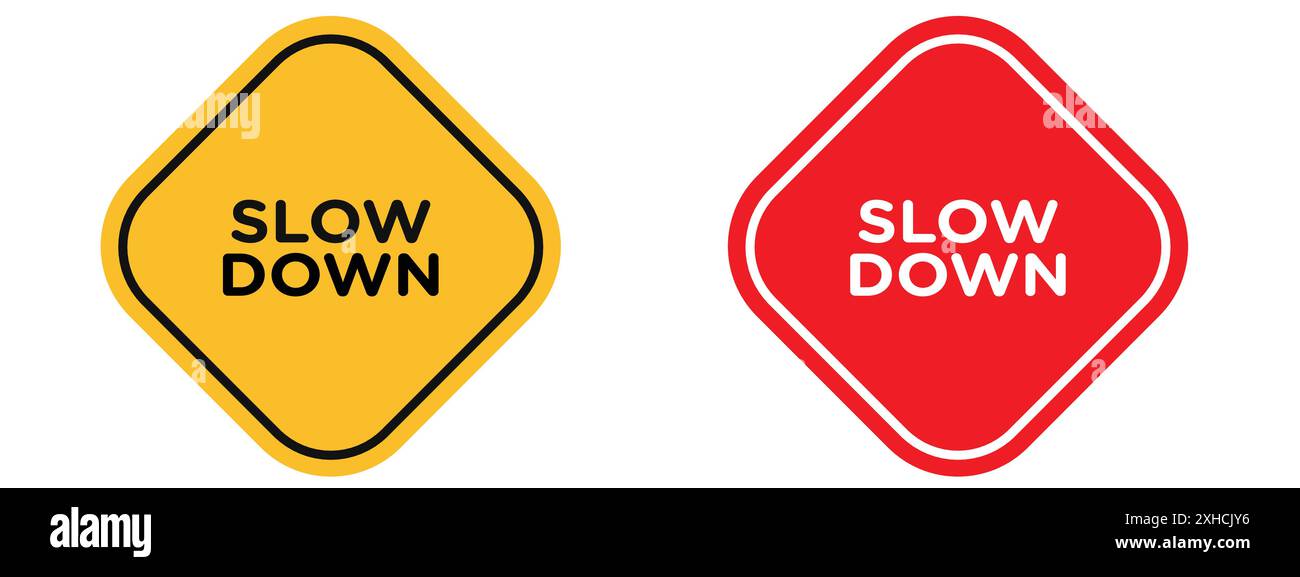 Slow down sign Vector symbol or sign set collection in black and white ...
