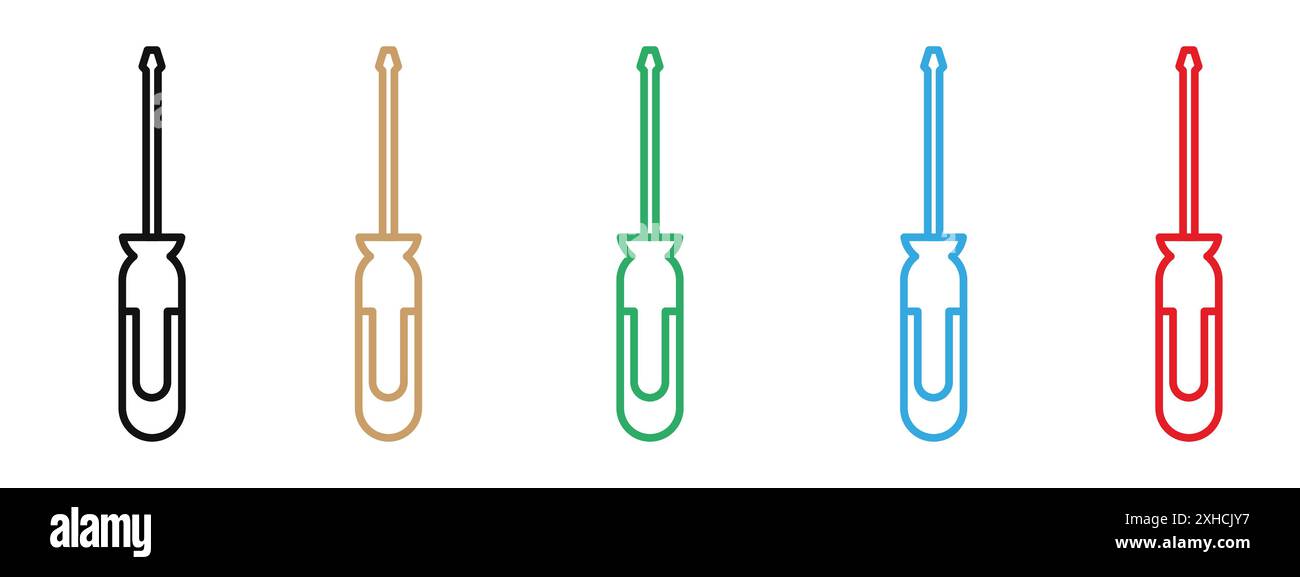 Screwdriver icon Vector symbol or sign set collection in black and ...