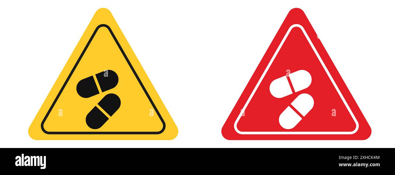 Side effects sign Vector symbol or sign set collection in black and ...