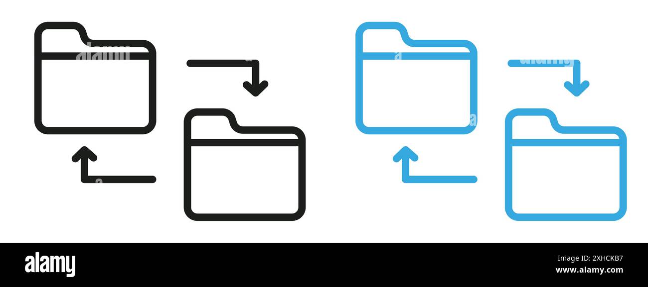 Synchronization icon Vector symbol or sign set collection in black and white outline Stock ...