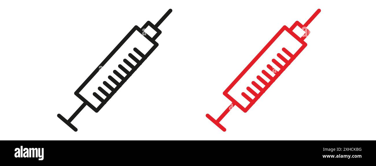 Syringe icon Vector symbol or sign set collection in black and white ...