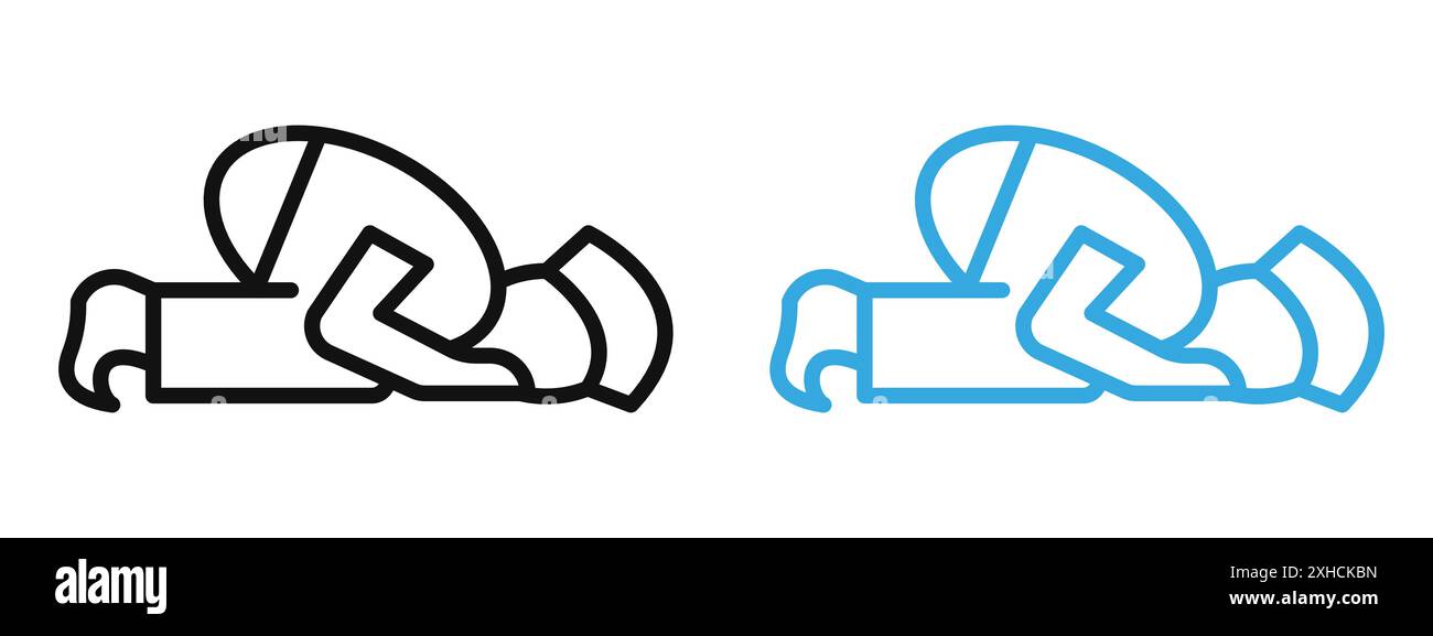 Sujud icon Vector symbol or sign set collection in black and white ...