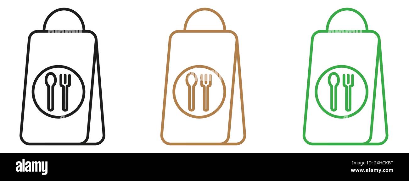 Take away food icon Vector symbol or sign set collection in black and ...