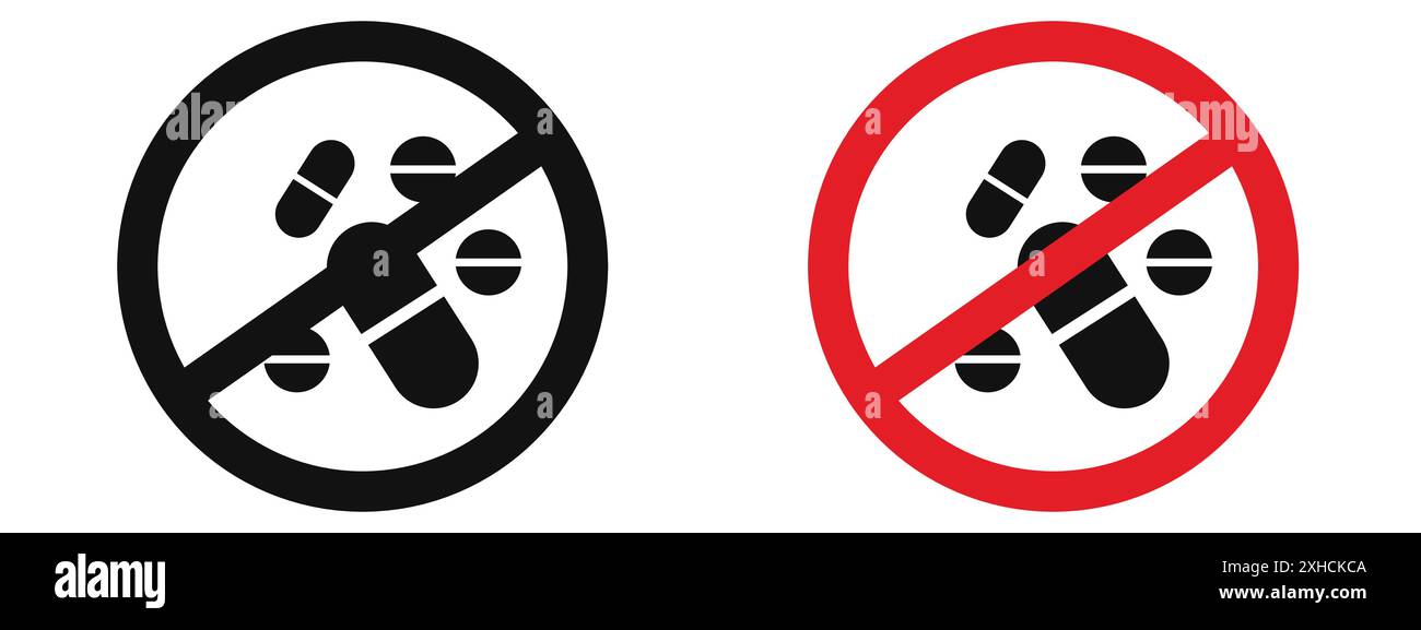 Stop using illegal drugs sign Vector symbol or sign set collection in ...