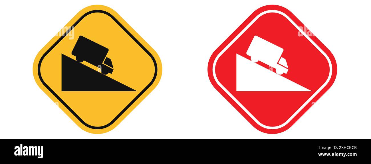 Steep slope ahead sign Vector symbol or sign set collection in black ...
