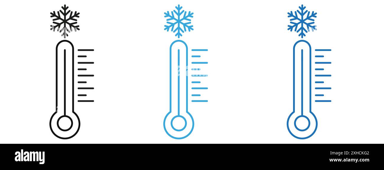 Thermometer cold icon Vector symbol or sign set collection in black and ...