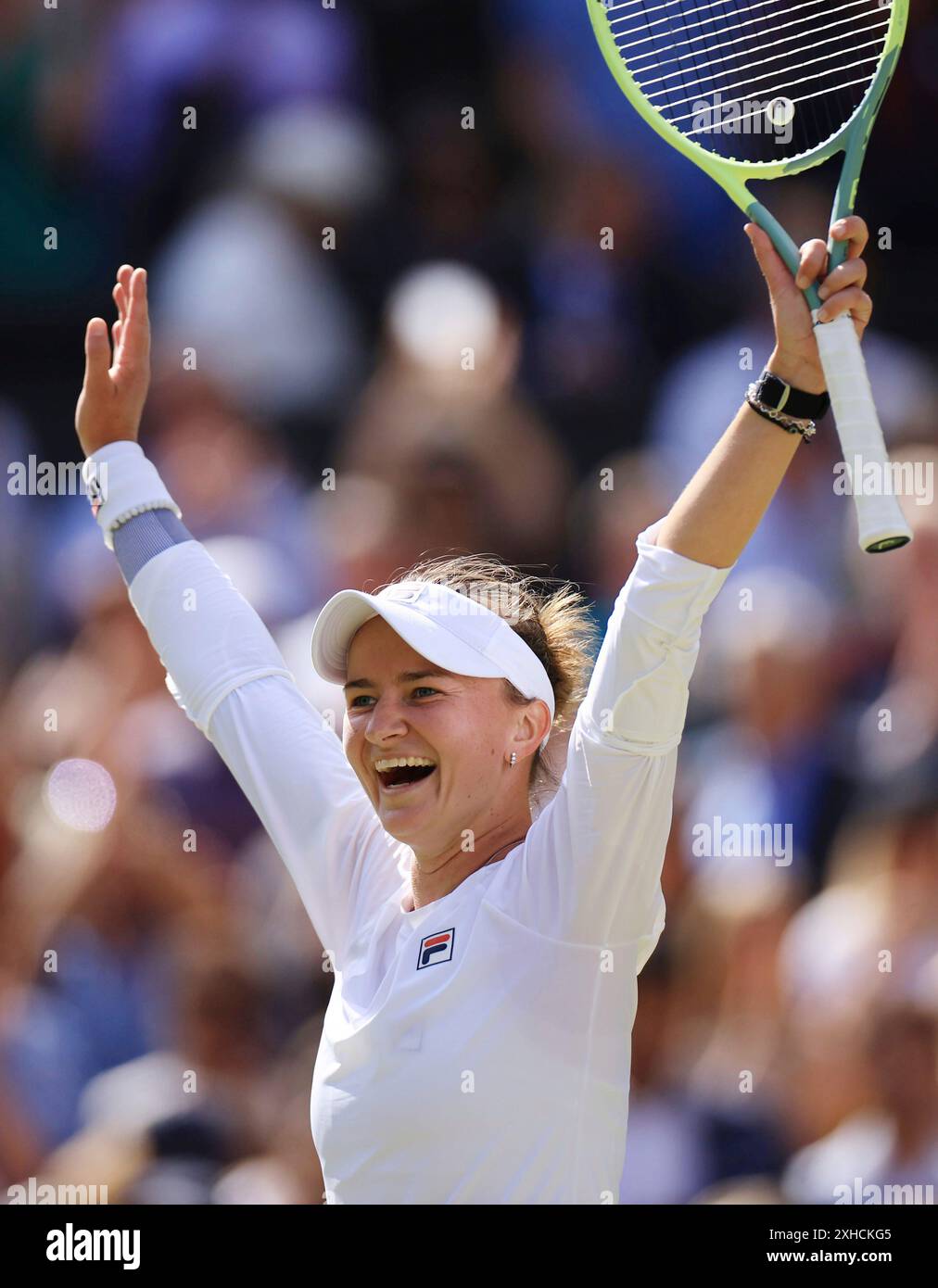 Barbora Krejcikova of Czech Republic reacts just after winning the ladies' singles final match ...