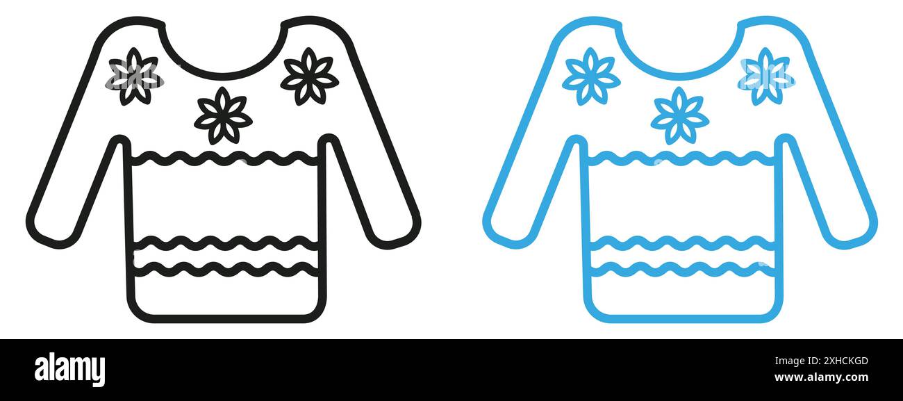 Sweater icon Vector symbol or sign set collection in black and white ...