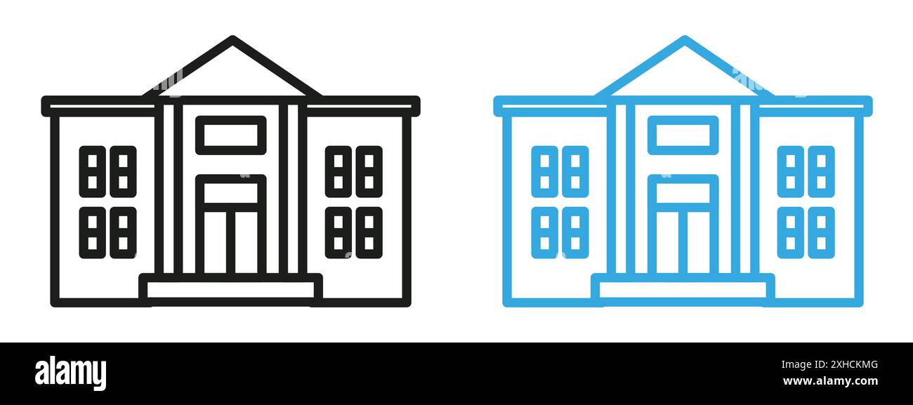 University icon Vector symbol or sign set collection in black and white ...