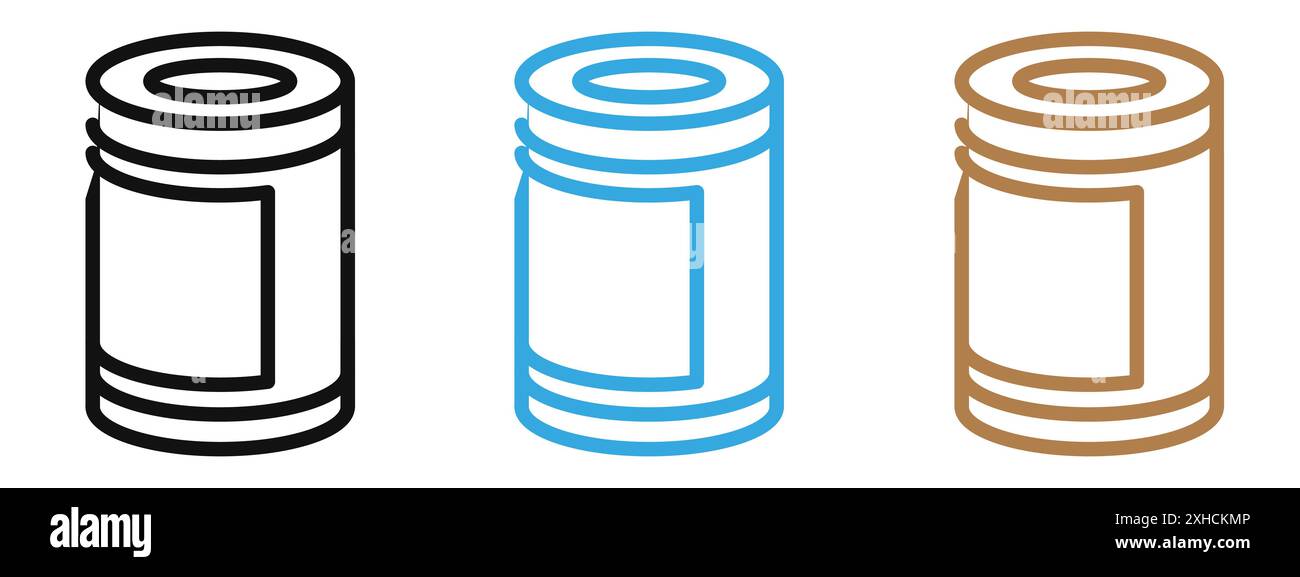 Tin can icon Vector symbol or sign set collection in black and white ...