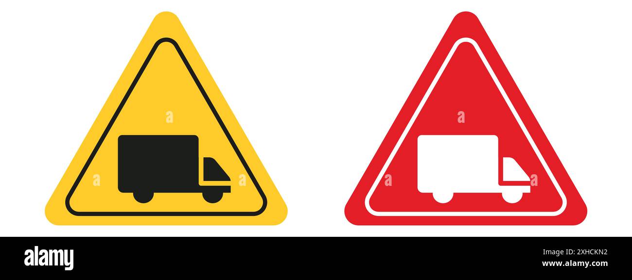 Truck warning sign Vector symbol or sign set collection in black and ...