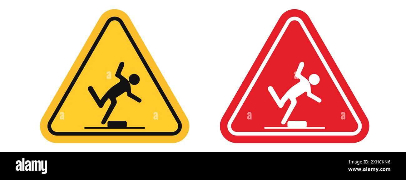 Tripping hazard warning sign Vector symbol or sign set collection in ...