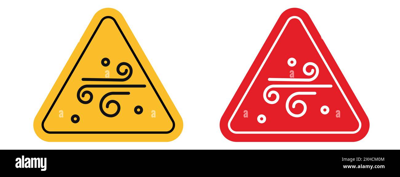 Wind warning sign Vector symbol or sign set collection in black and ...