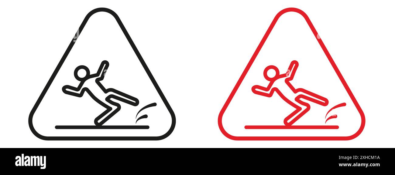 Wet Floor sign Vector symbol or sign set collection in black and white ...