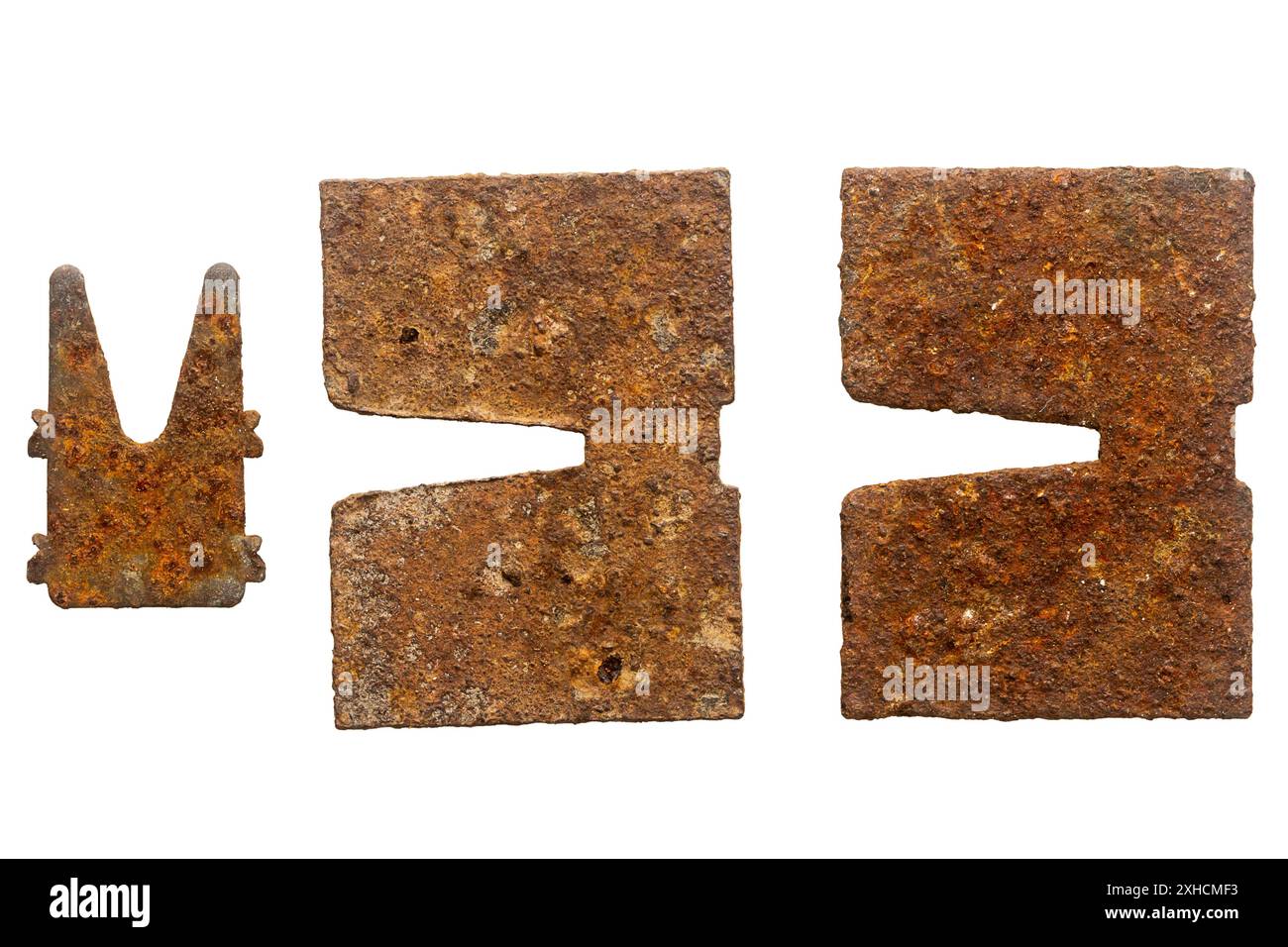 Three old rusty iron details isolated on white background Stock Photo ...