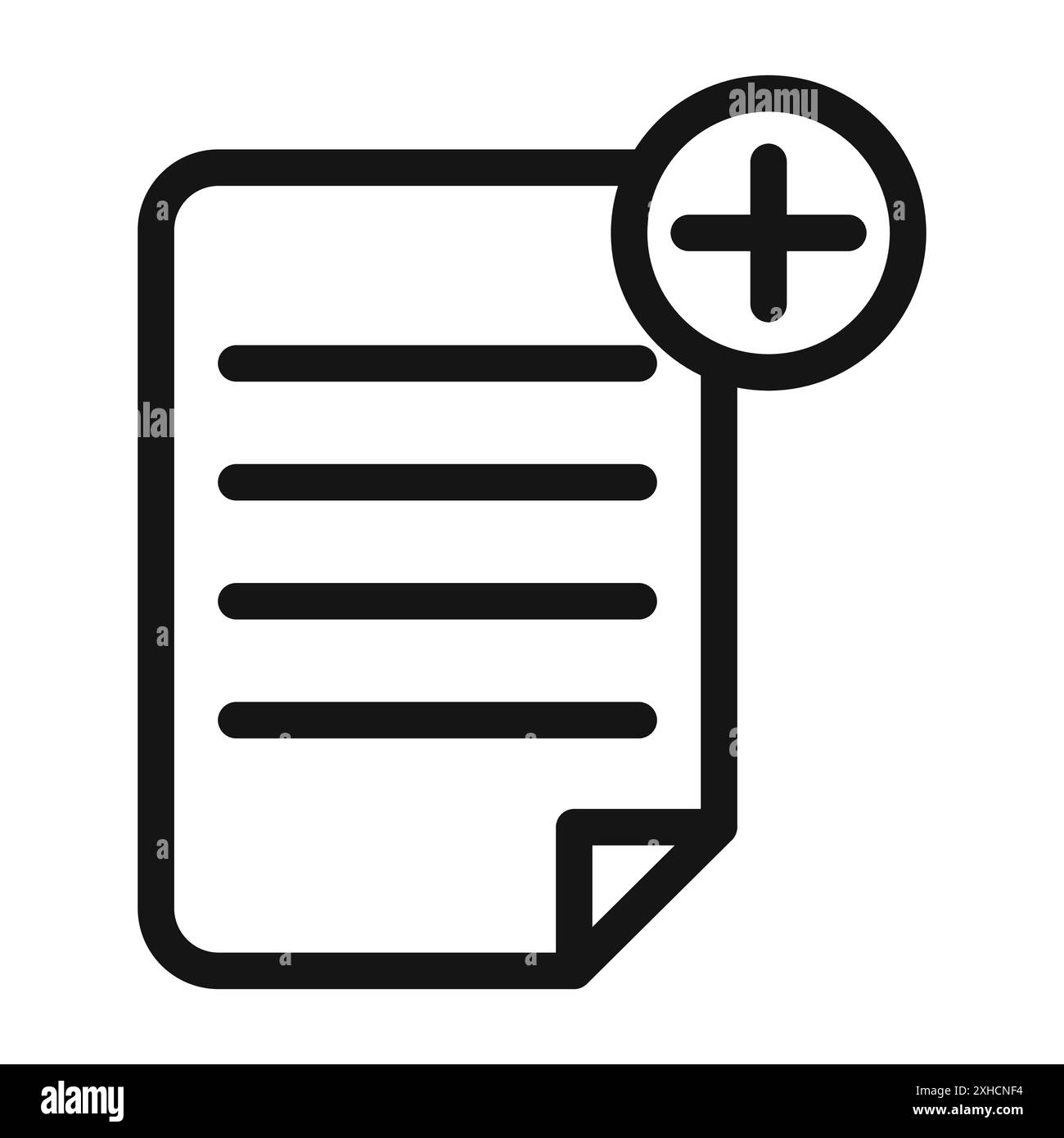 Add document icon logo sign vector outline in black and white color ...