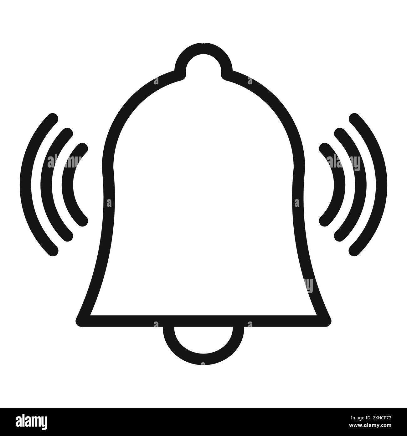 Bell ring icon logo sign vector outline in black and white color Stock ...