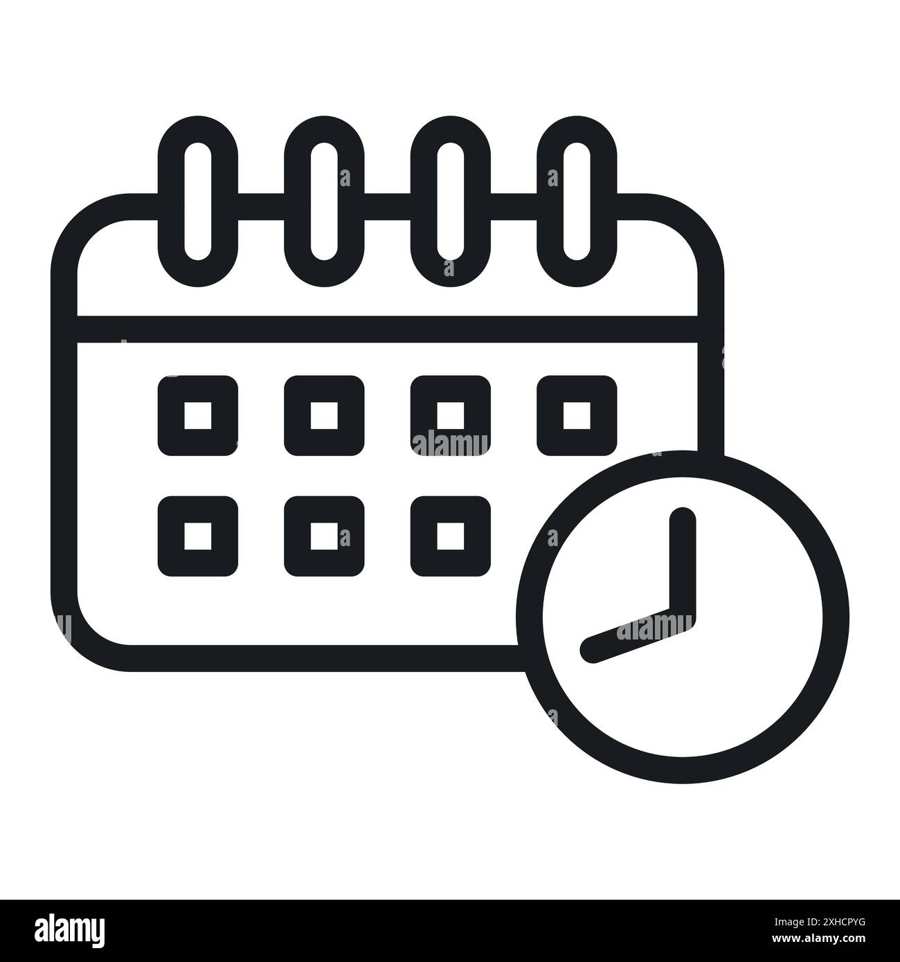 Calendar clock icon Vector symbol or sign set collection in black and ...