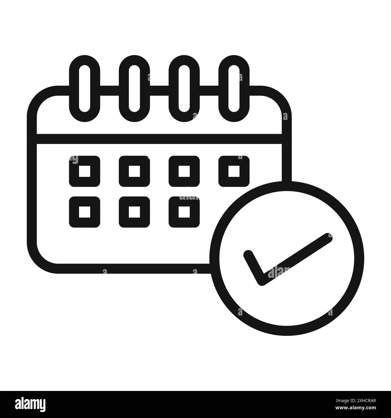 Calendar check icon Vector symbol or sign set collection in black and ...