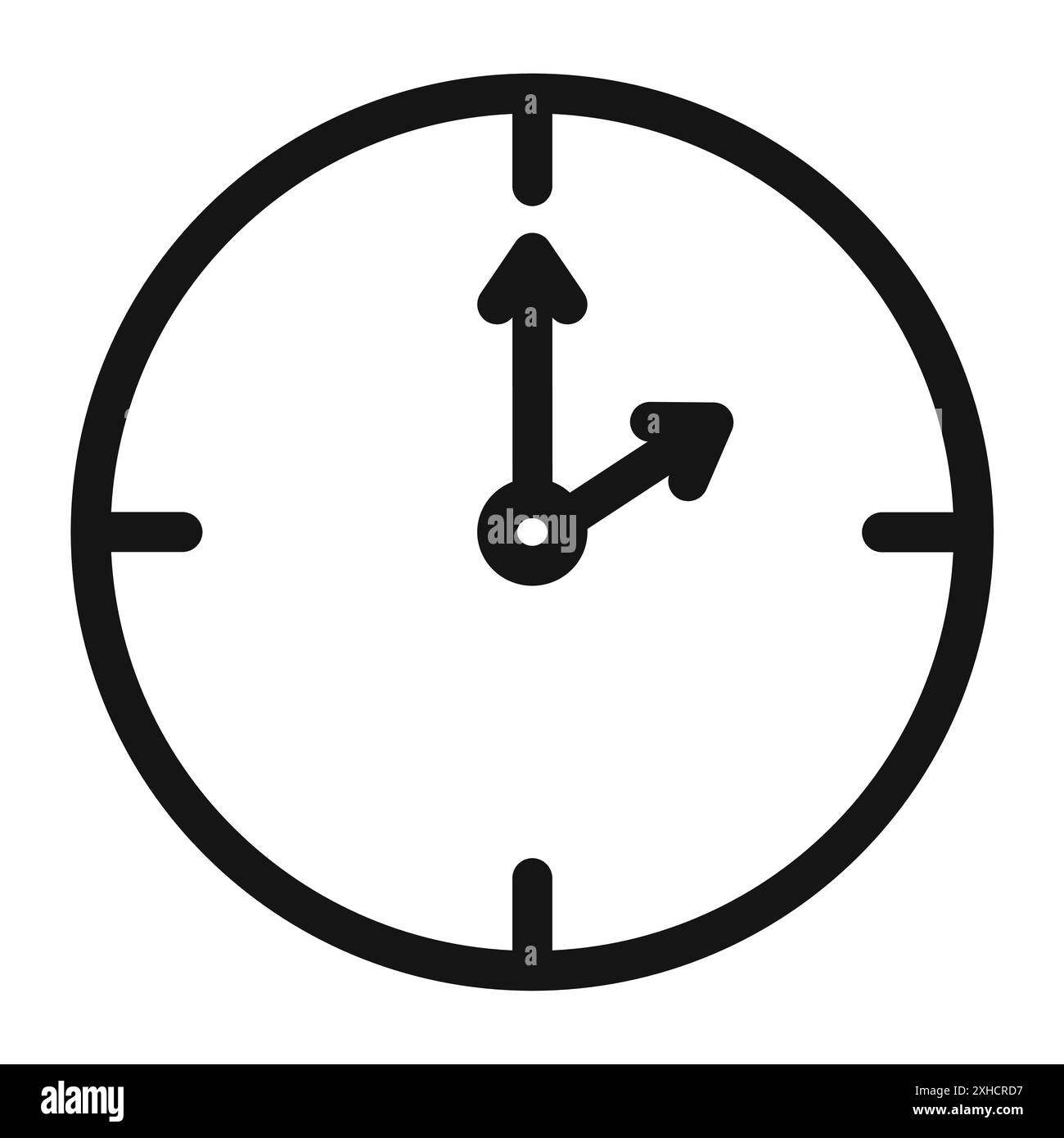 Clock two icon Vector symbol or sign set collection in black and white ...