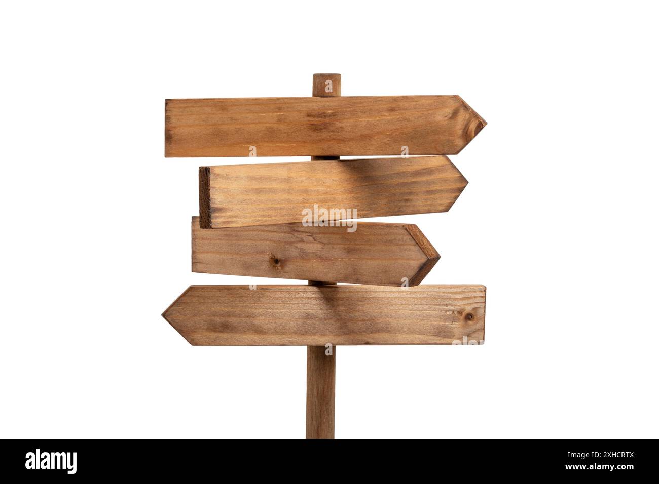 Wooden sign post isolated on white background. Mock up. Template Stock ...