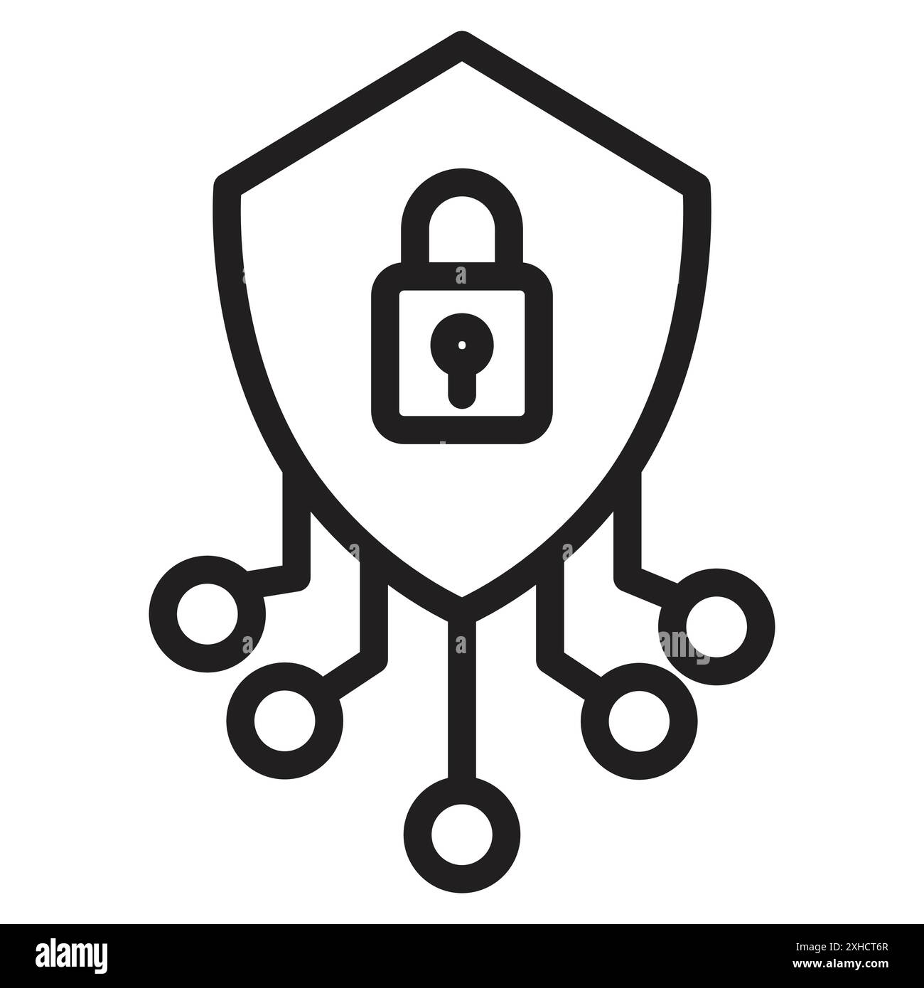 Cyber Security Icon Vector Symbol Or Sign Set Collection In Black And White Outline Stock Vector