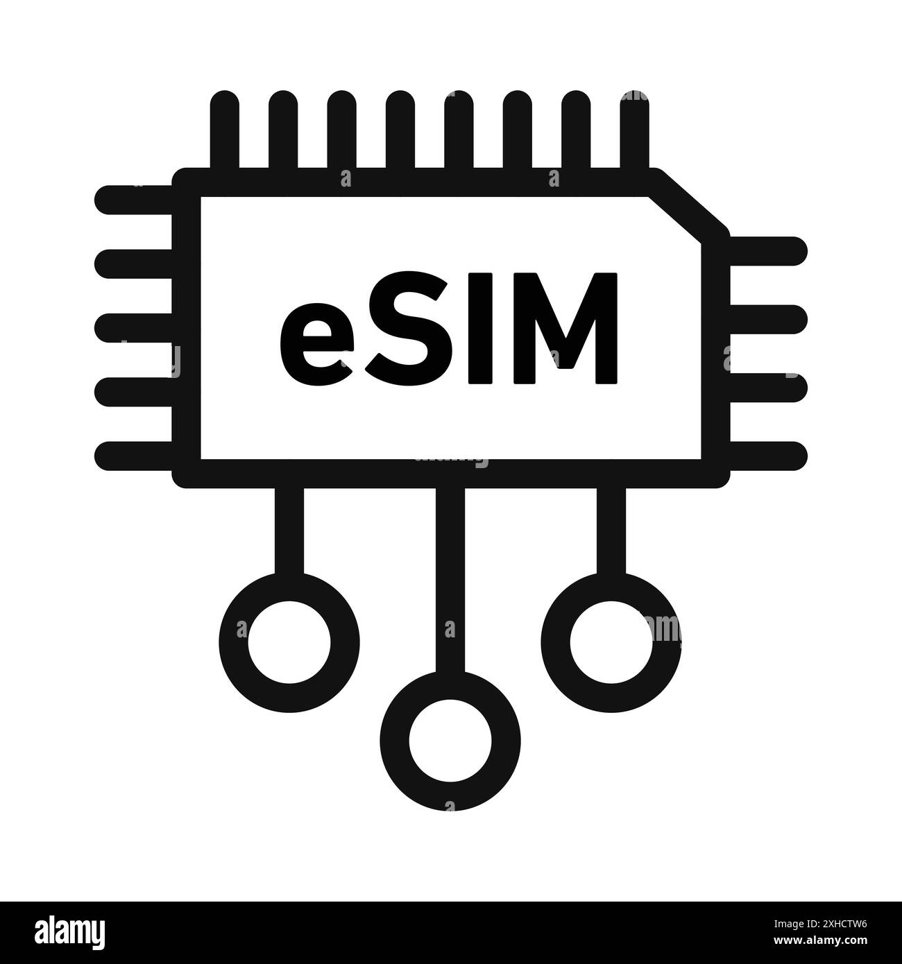 ESIM icon Vector symbol or sign set collection in black and white ...
