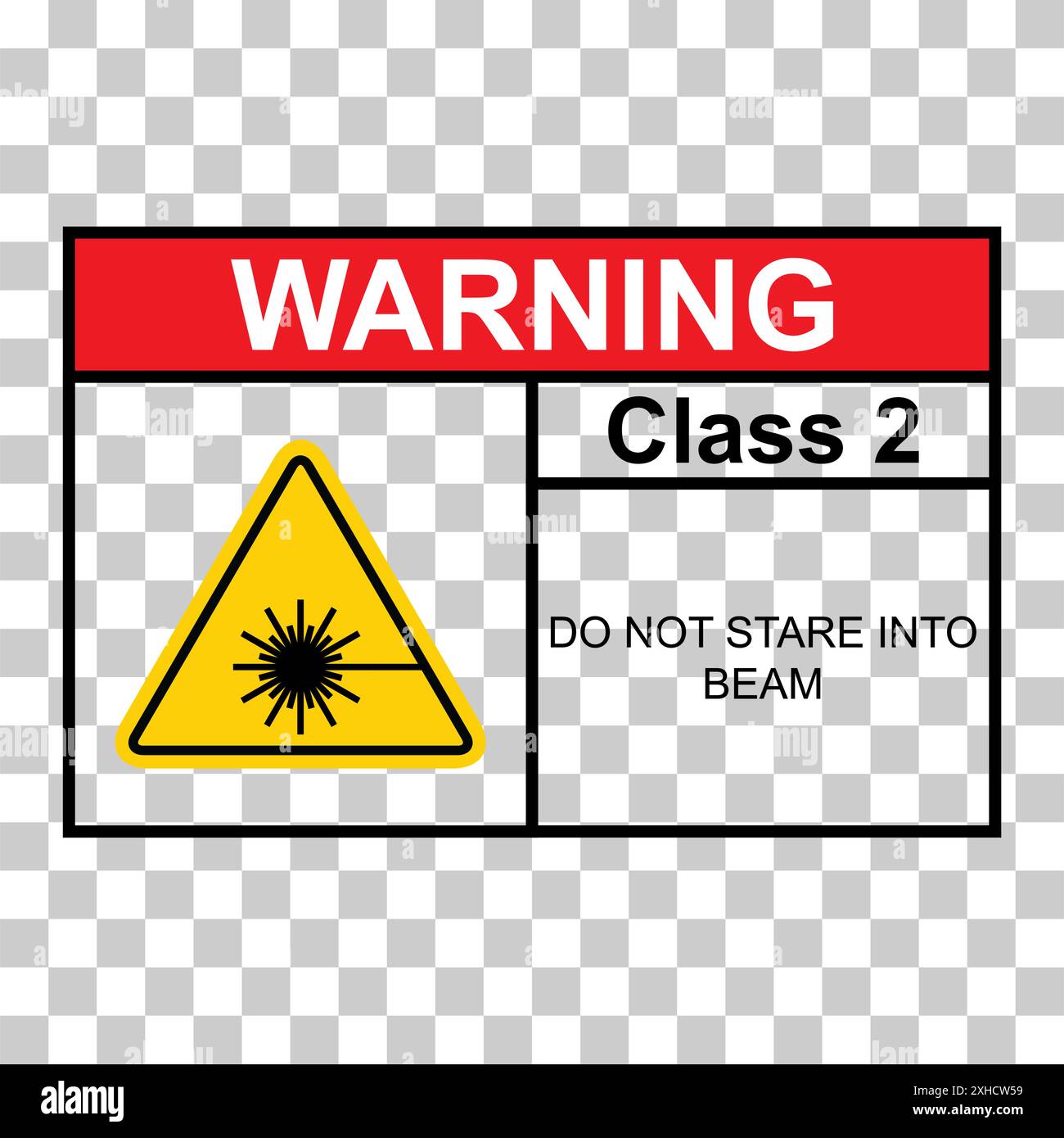 Laser radiation danger class 2 label icon, safety information symbol ...
