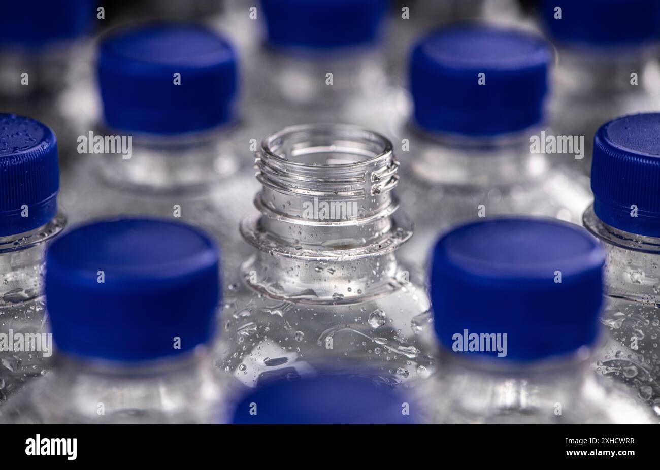 Bottles of chilled sparkling water as detailed close up shot Stock ...