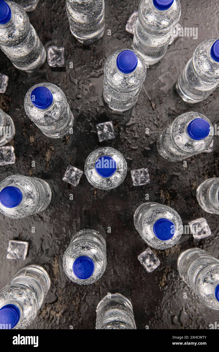 Bottles of chilled sparkling water as detailed close up shot Stock Photo - Alamy