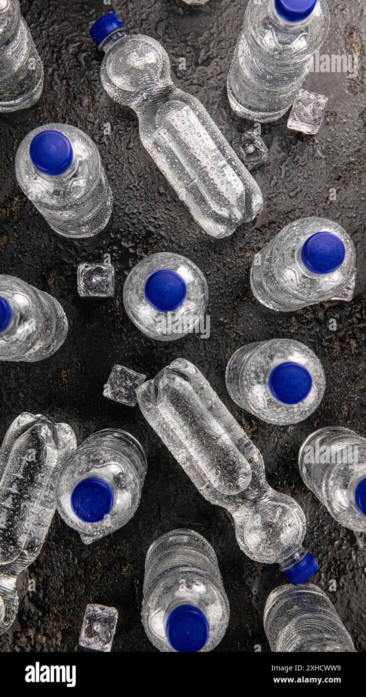 Bottles of chilled sparkling water as detailed close up shot Stock Photo - Alamy