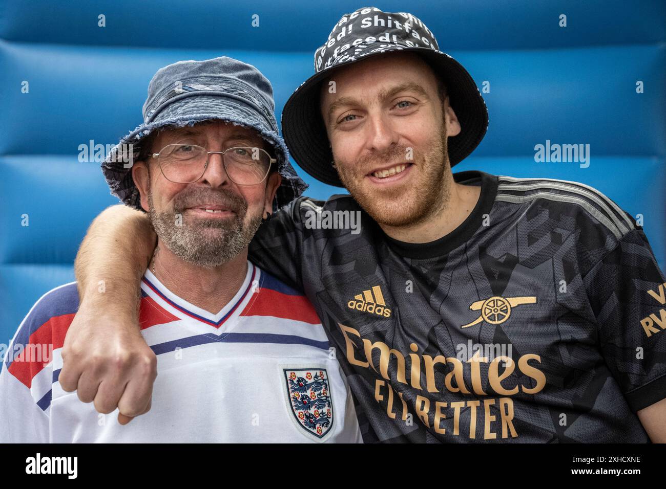 Chesham, UK. 13 July 2024. Visitors wearing hats (ahead of England's ...