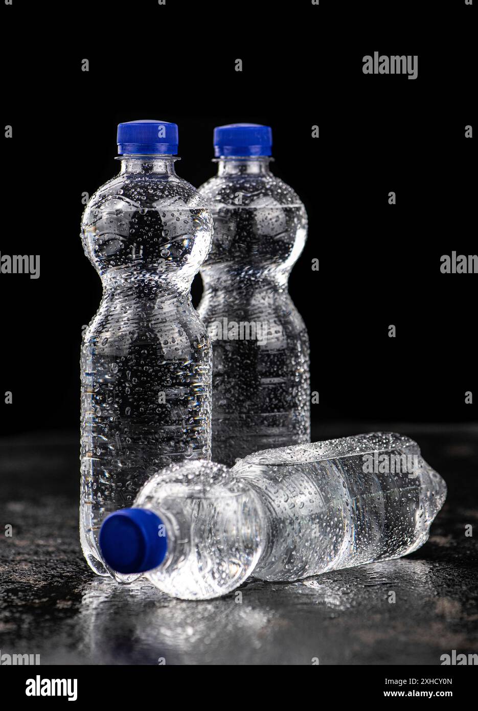 Bottles of chilled sparkling water as detailed close up shot Stock Photo - Alamy