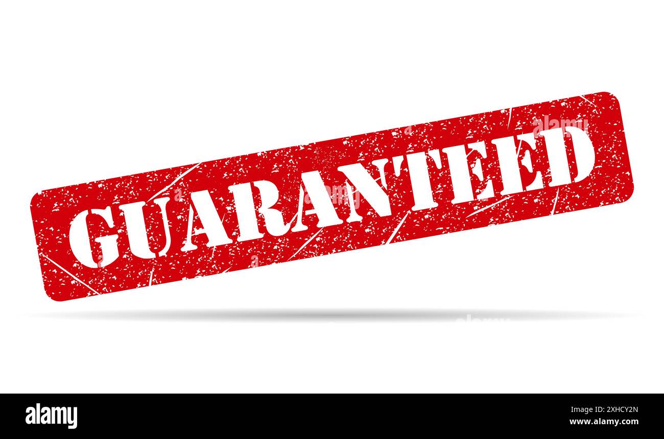 Guaranteed stamp shadow symbol, label sticker sign button, text banner ...