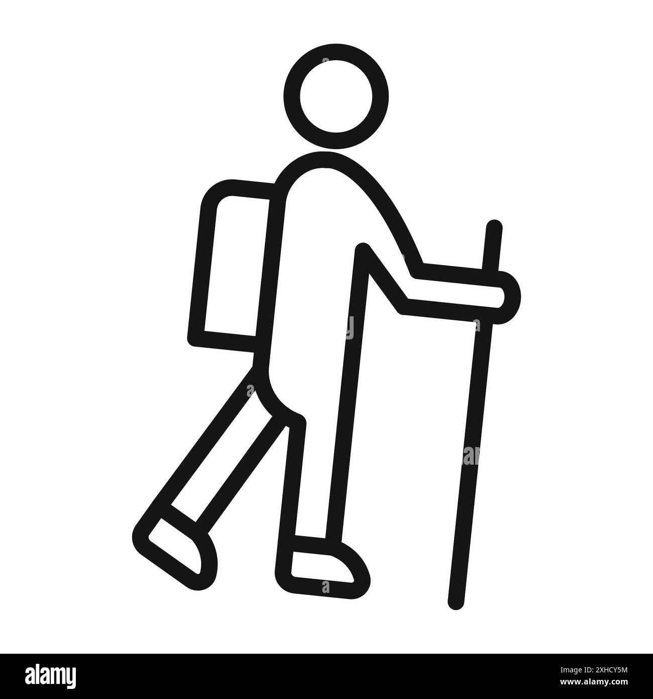 Hiking Icon Vector Symbol Or Sign Set Collection In Black And White Outline Stock Vector Image