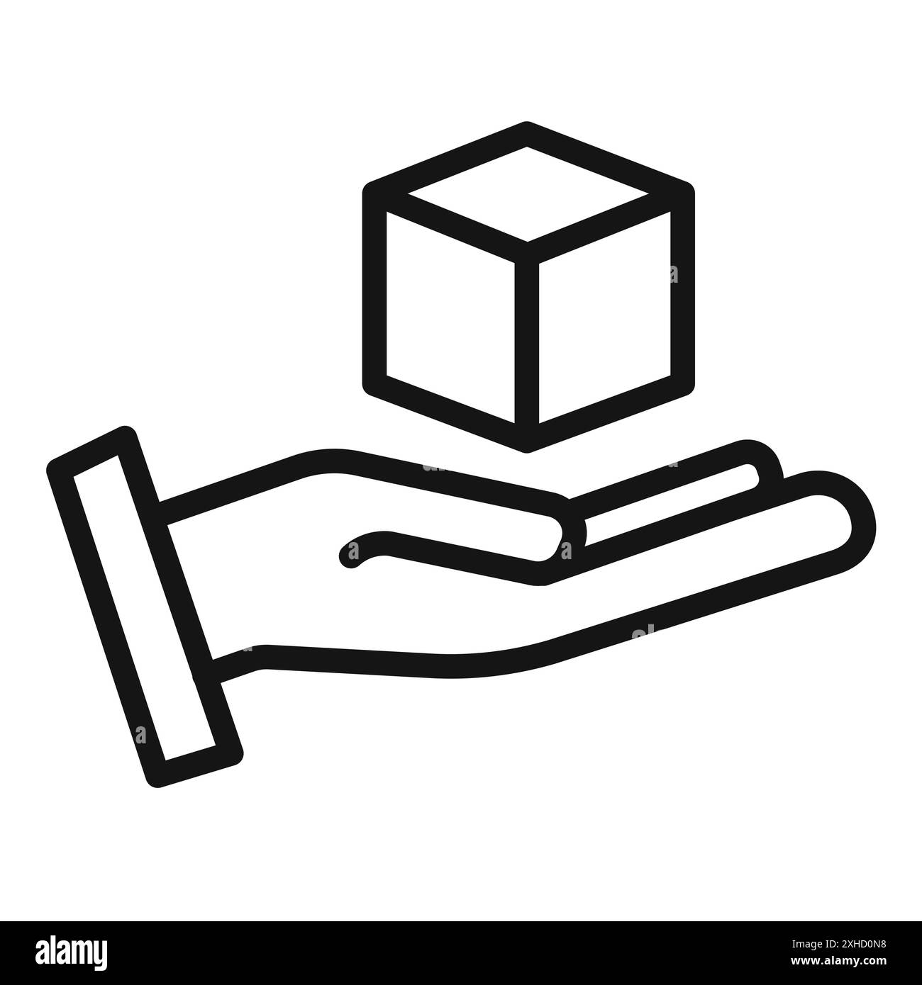 Hand holding box icon Vector symbol or sign set collection in black and ...