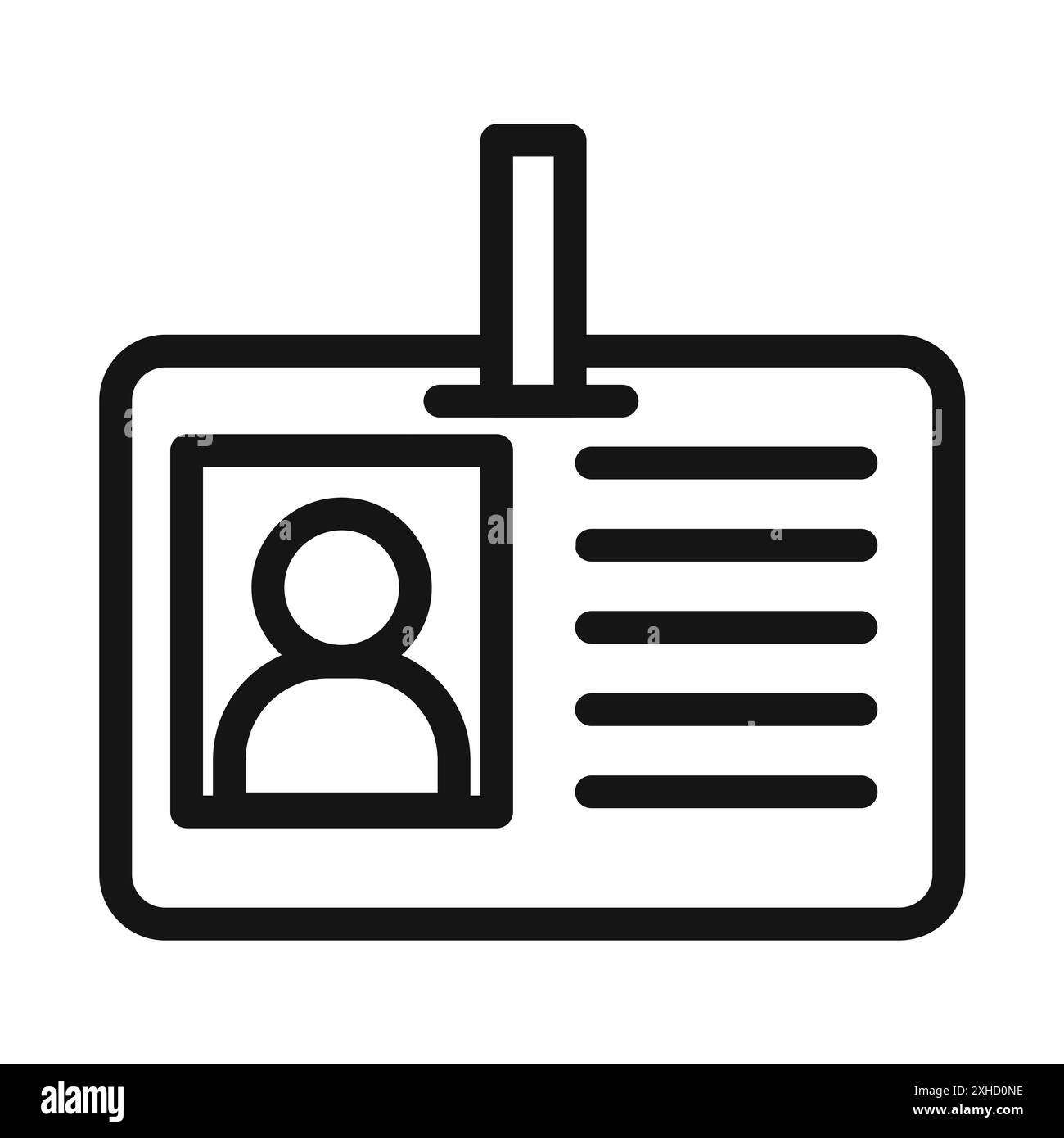 ID badge icon logo sign vector outline in black and white color Stock ...