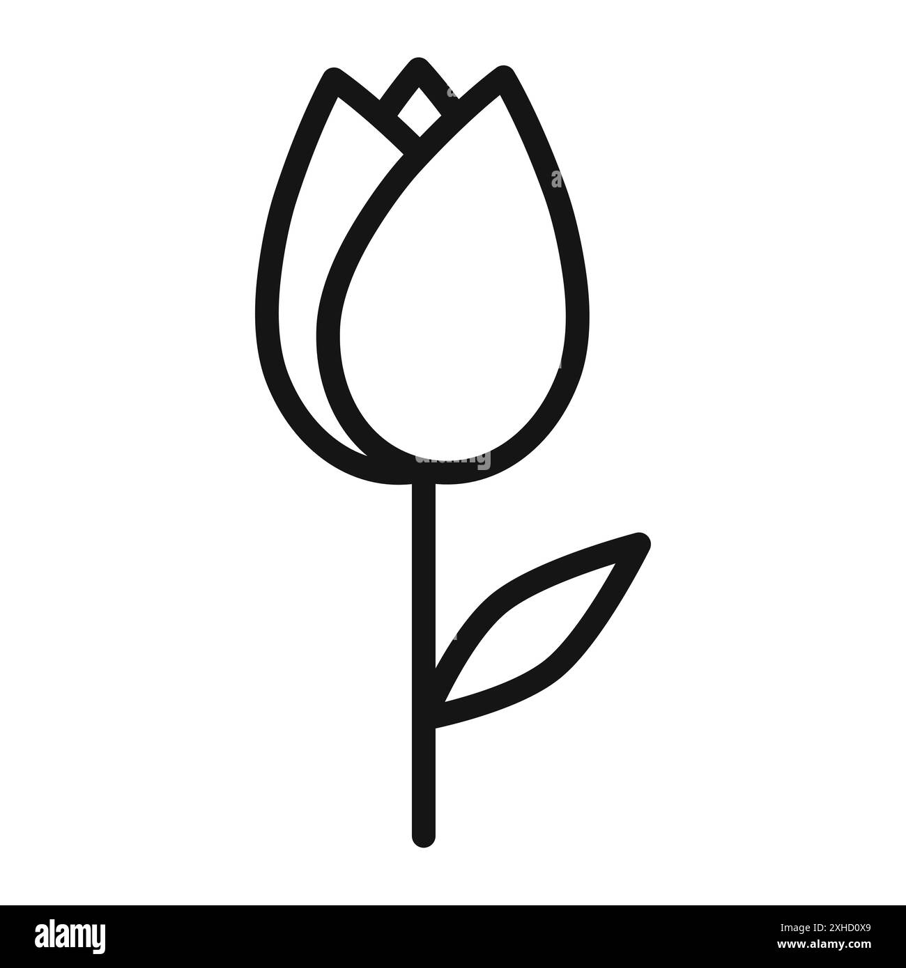 Flower tulip icon Vector symbol or sign set collection in black and ...