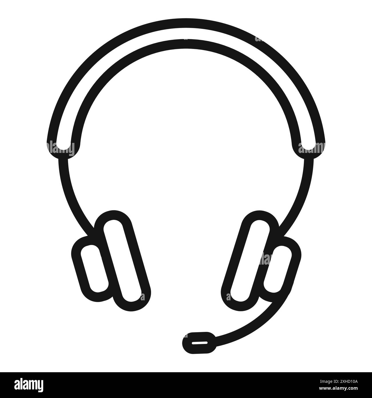 Headset icon logo sign vector outline in black and white color Stock ...