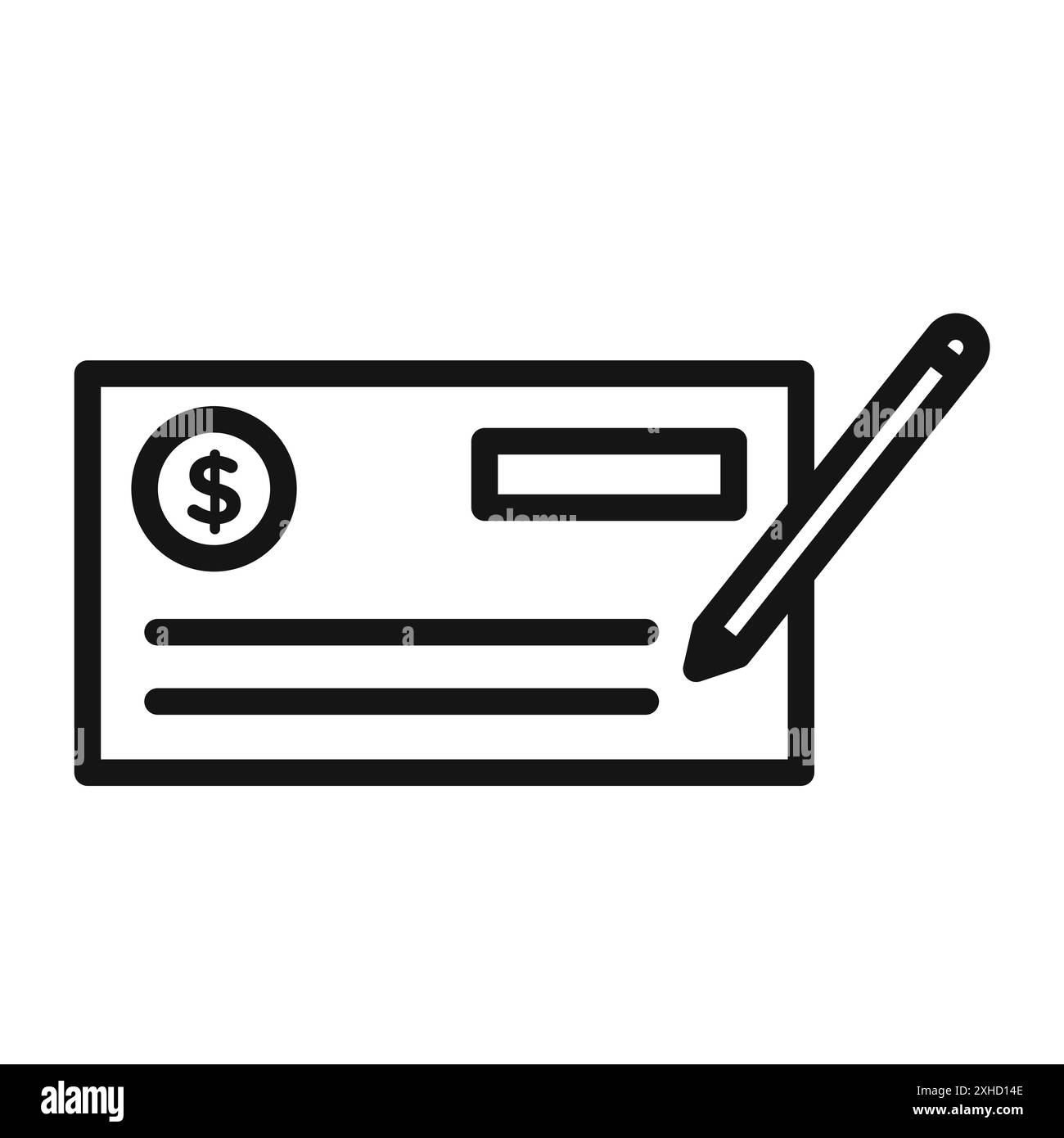 Money check icon logo sign vector outline in black and white color ...