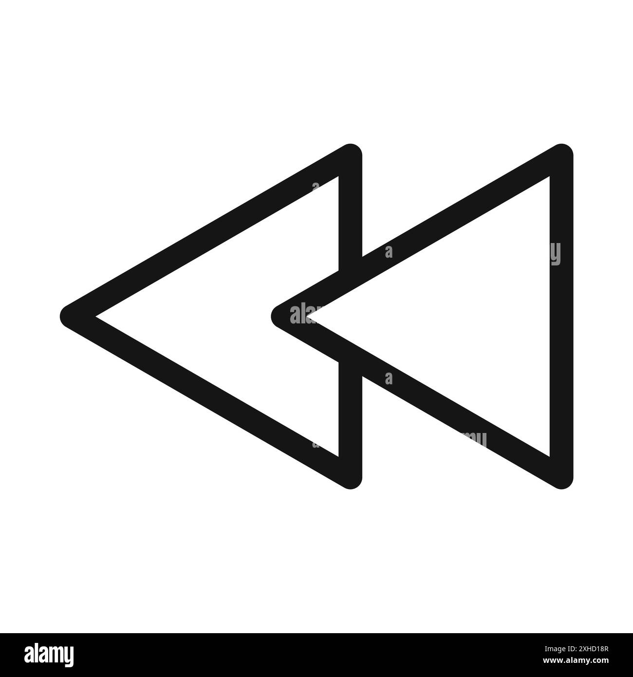 Rewind icon Vector symbol or sign set collection in black and white outline Stock Vector Image ...